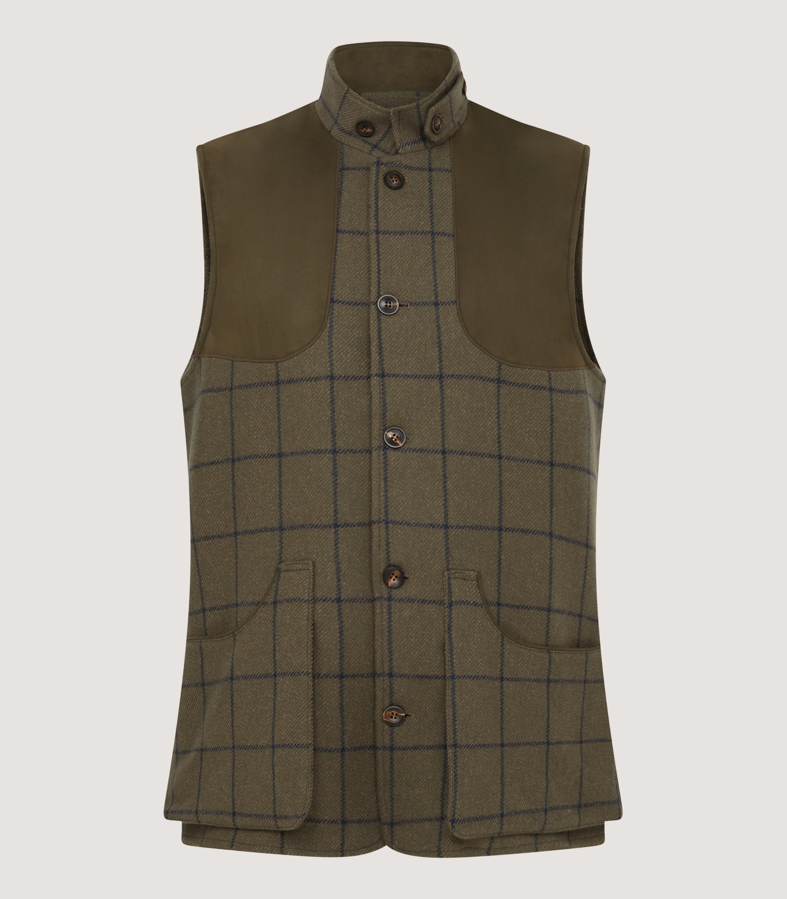 Purdey | Outerwear | Men's Cashmere Tweed High Collar Sporting Vest in ...