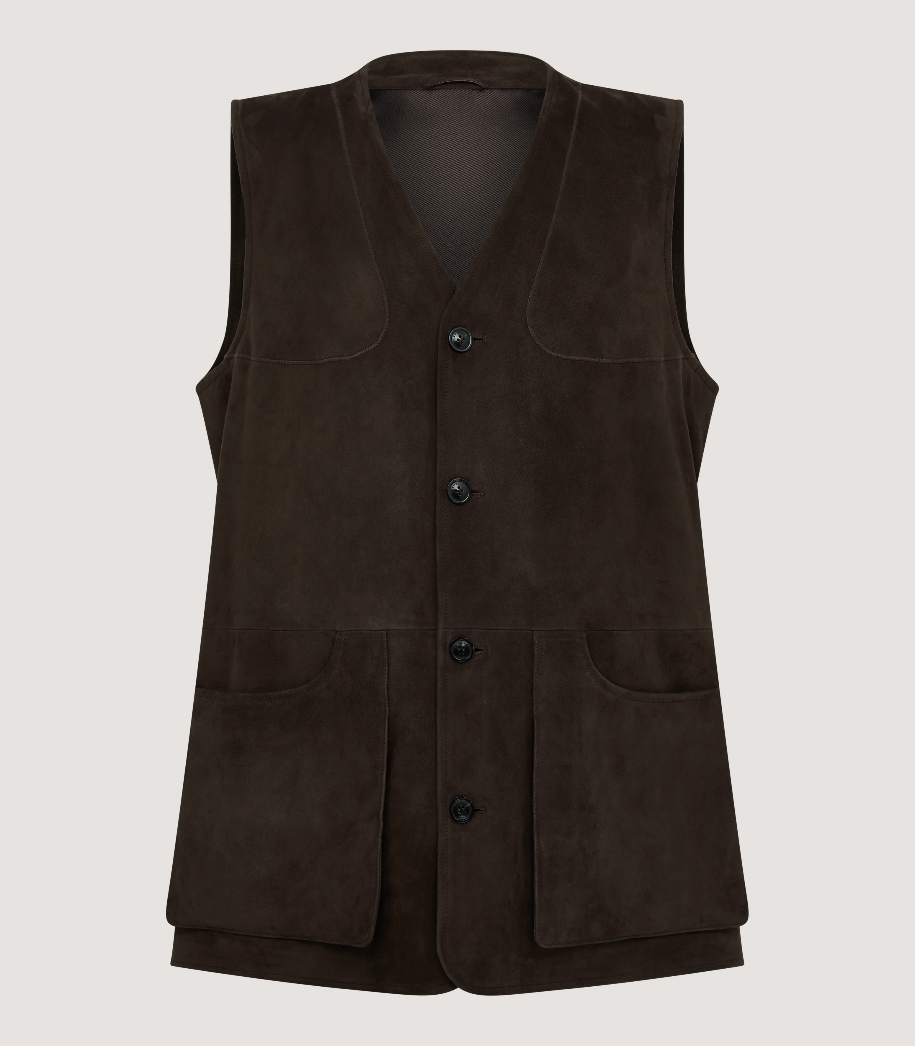 Purdey | Outerwear | Men's Suede Sporting Vest in Walnut