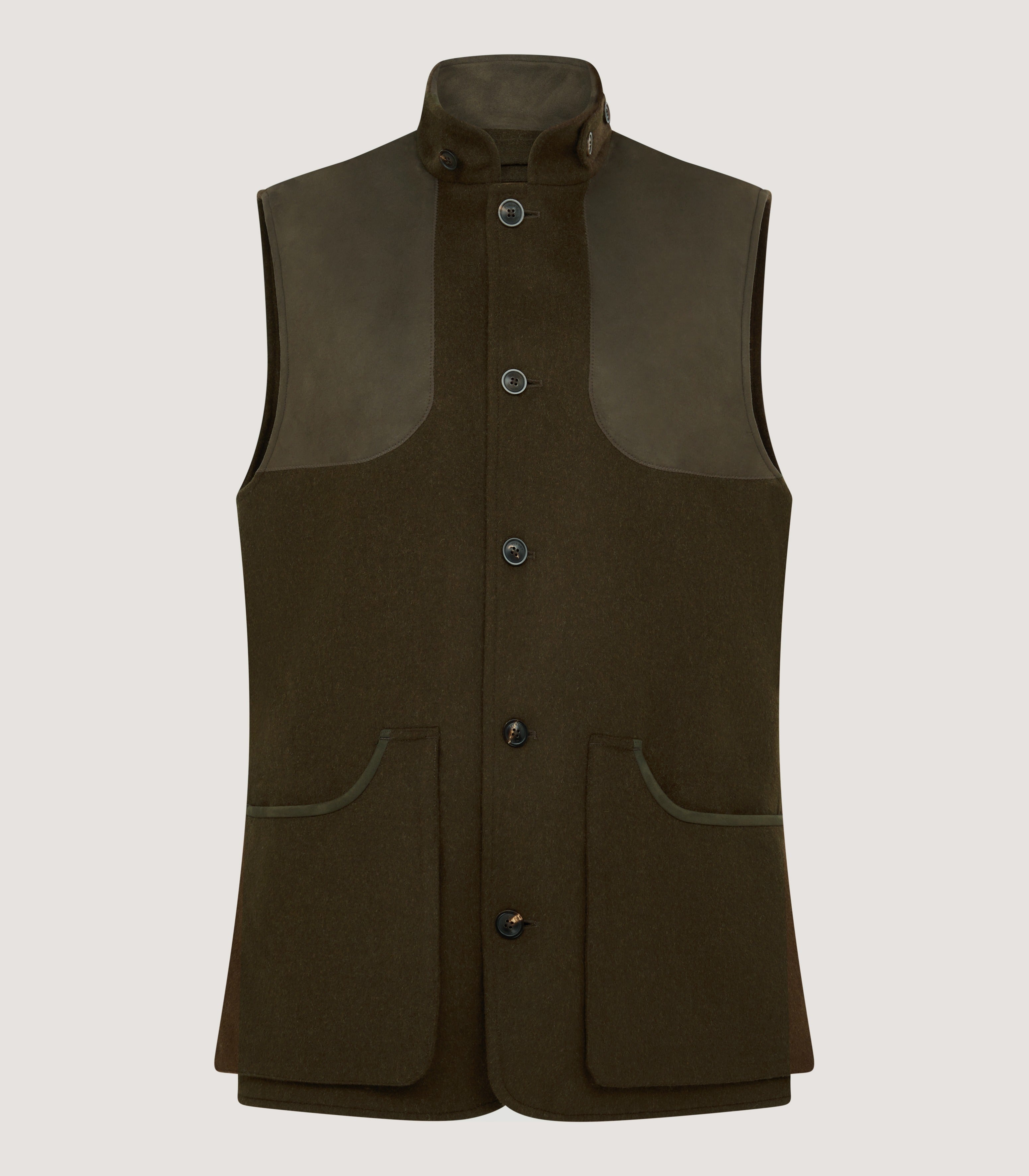 Purdey | Outerwear | Men's Loden High Collar Sporting Vest in Loden