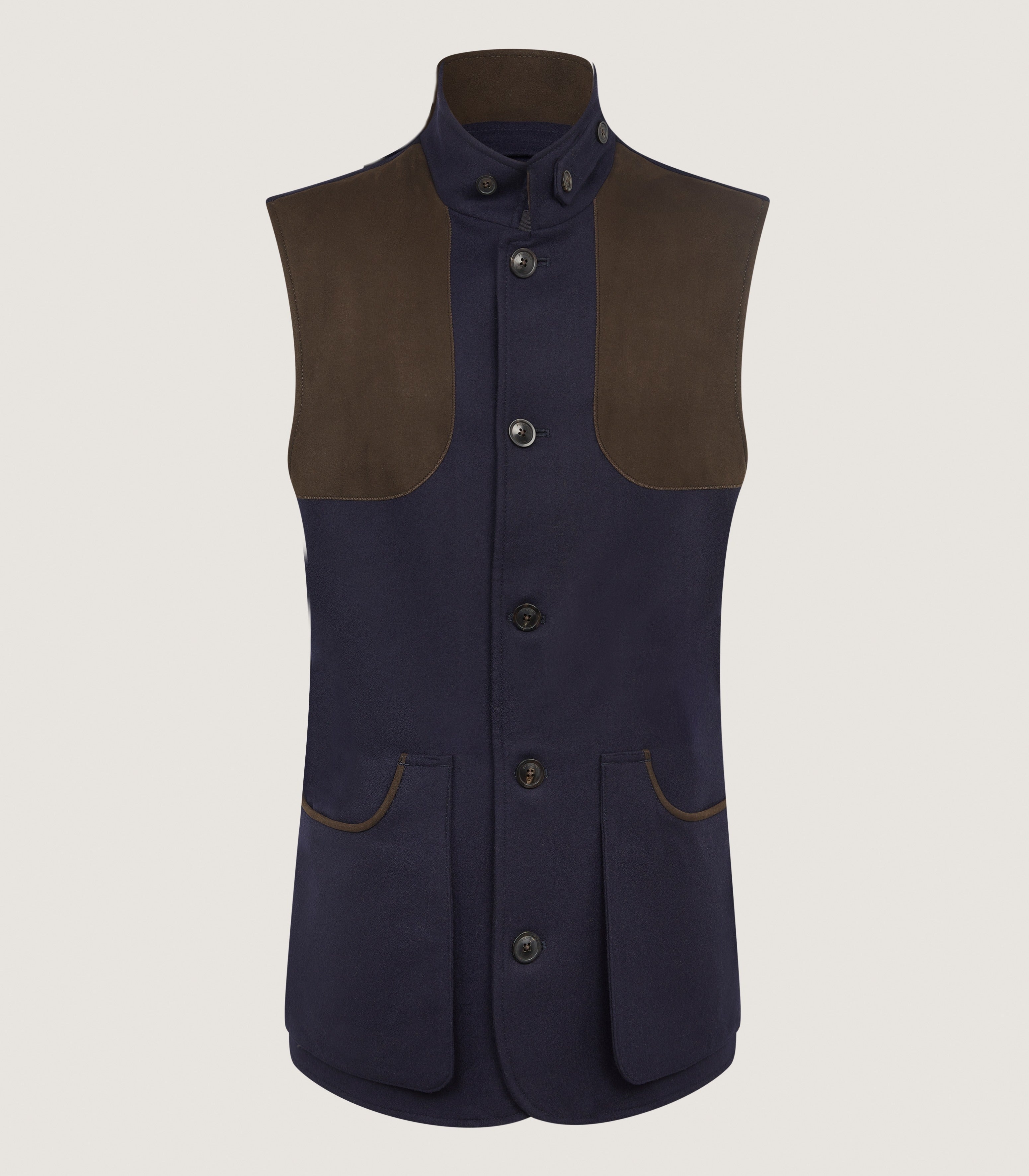 Purdey | Vests | Men's Loden High Collar Sporting Vest In Navy