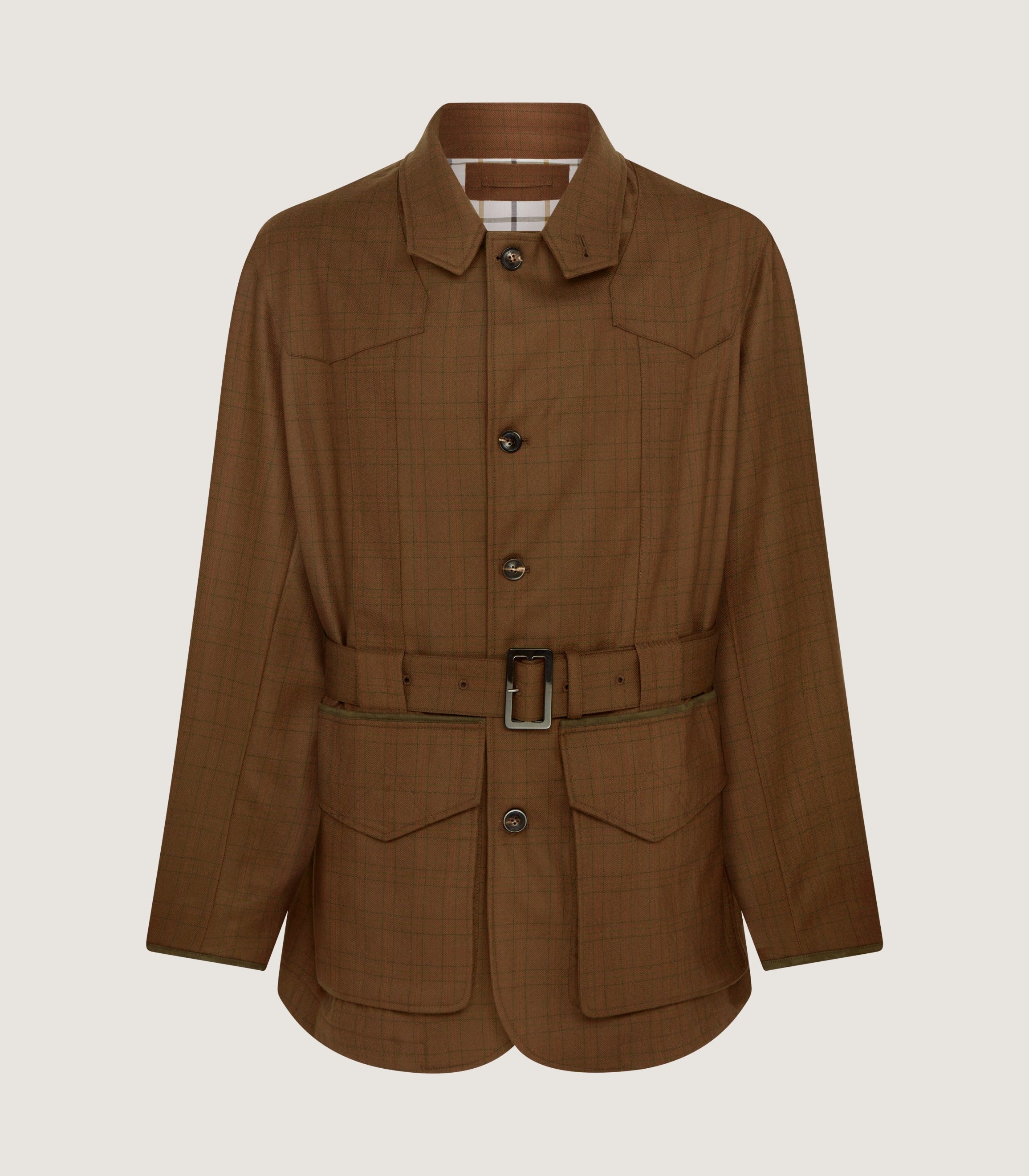 Purdey | Outerwear | Men's Summer Norfolk Jacket in Rust Check