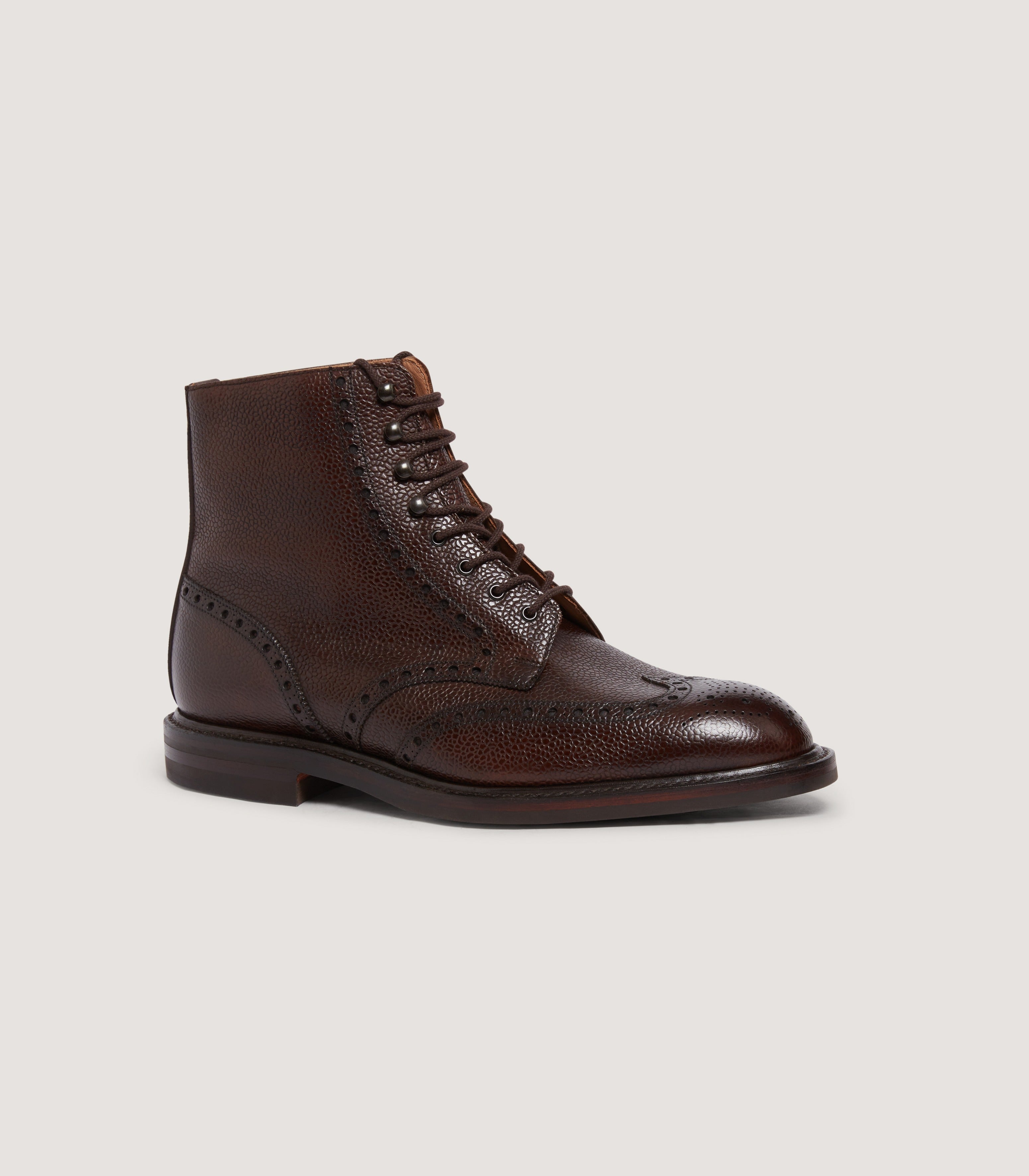 Purdey | Footwear | Men's Grain Leather Derby Brogue Boot With Danite Sole