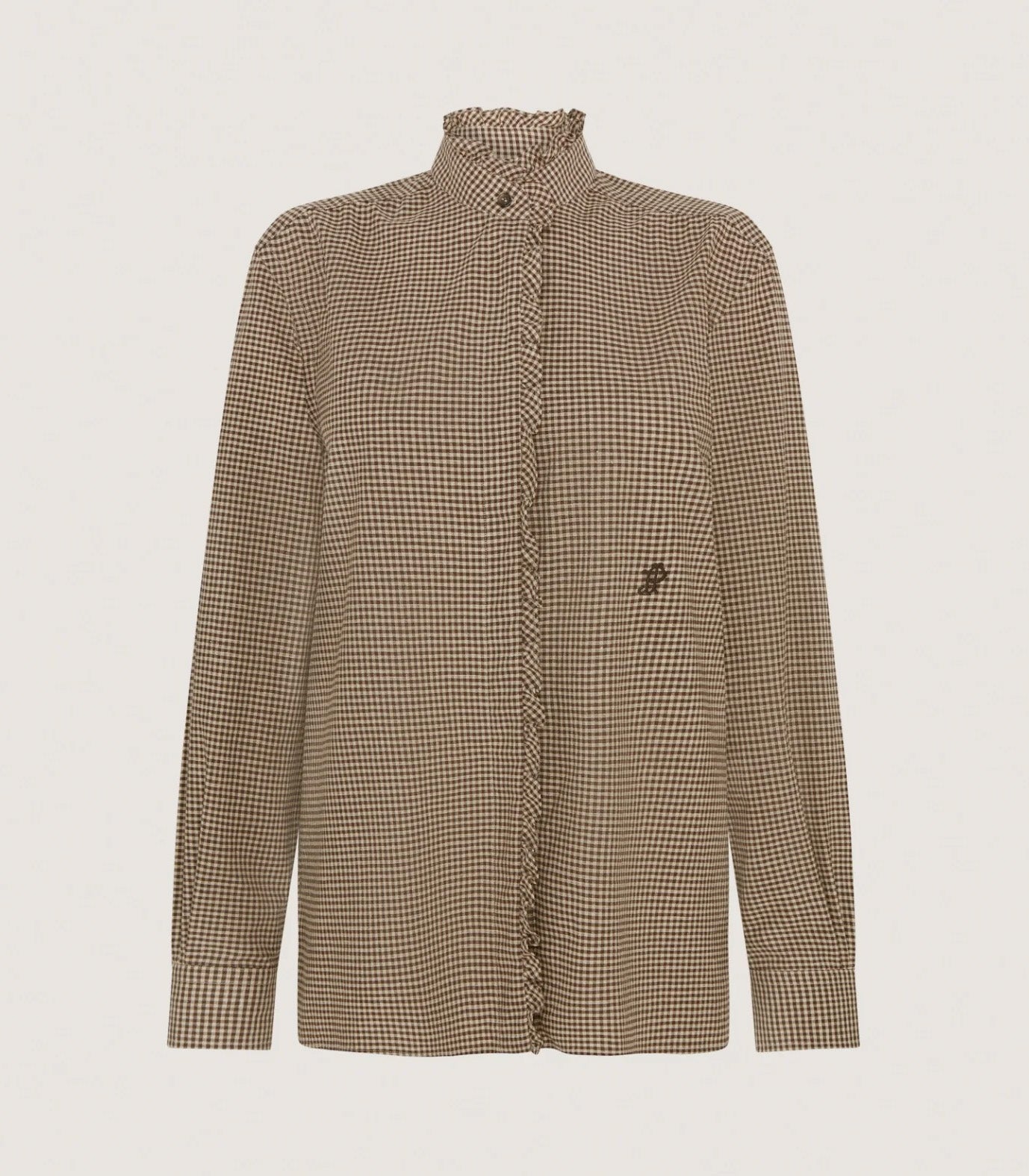 Purdey | Shirts | Women's Micro Check Cotton Pie Crust Shirt in Walnut