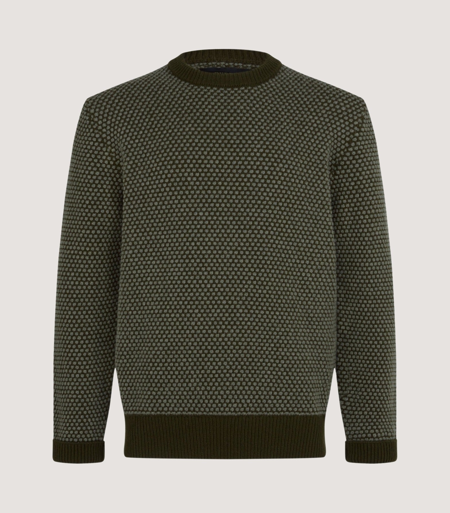 Men's Hamilton Bicolour Round Neck Sweater in Military – Purdey